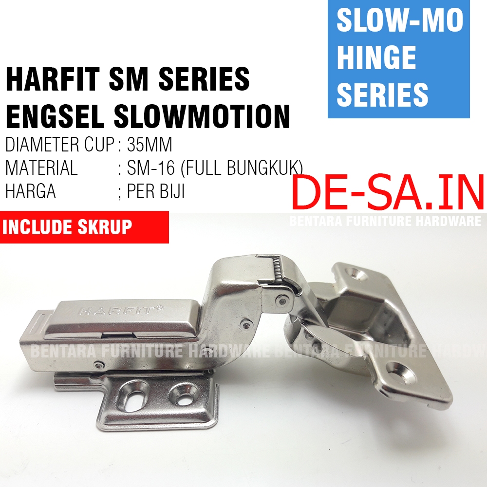 Jual HARFIT SM - 35MM ENGSEL SENDOK SLOW MOTION - CLIP ON SOFT CLOSE HINGE LURUS SETENGAH FULL ...