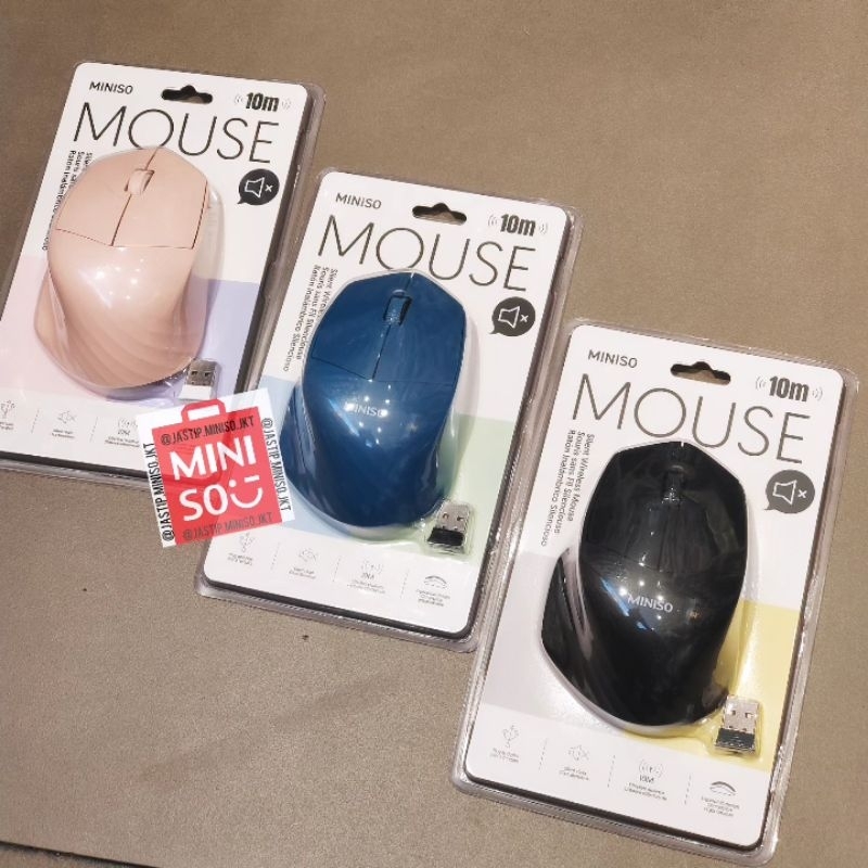Jual MINISO 🆕 Mouse Wireless SILENT CLICK Ergonomic (Model : E703 ...