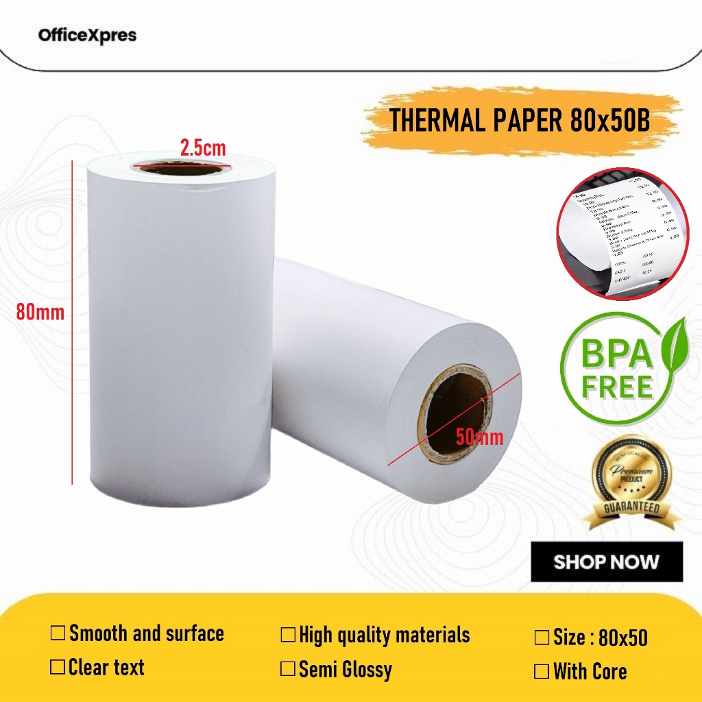 Jual Thermal Paper 80x50B / Kertas Struk Roll / Kertas Thermal Roll 80 ...