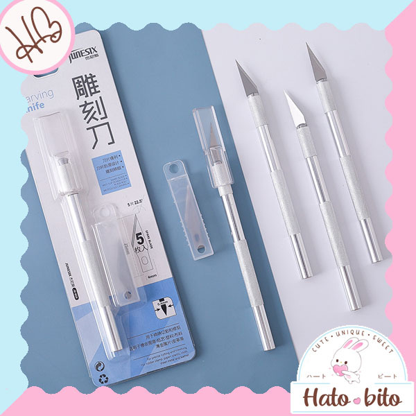 Jual 1 set carving knife pen cutter pisau potong sticker kertas estetik ...