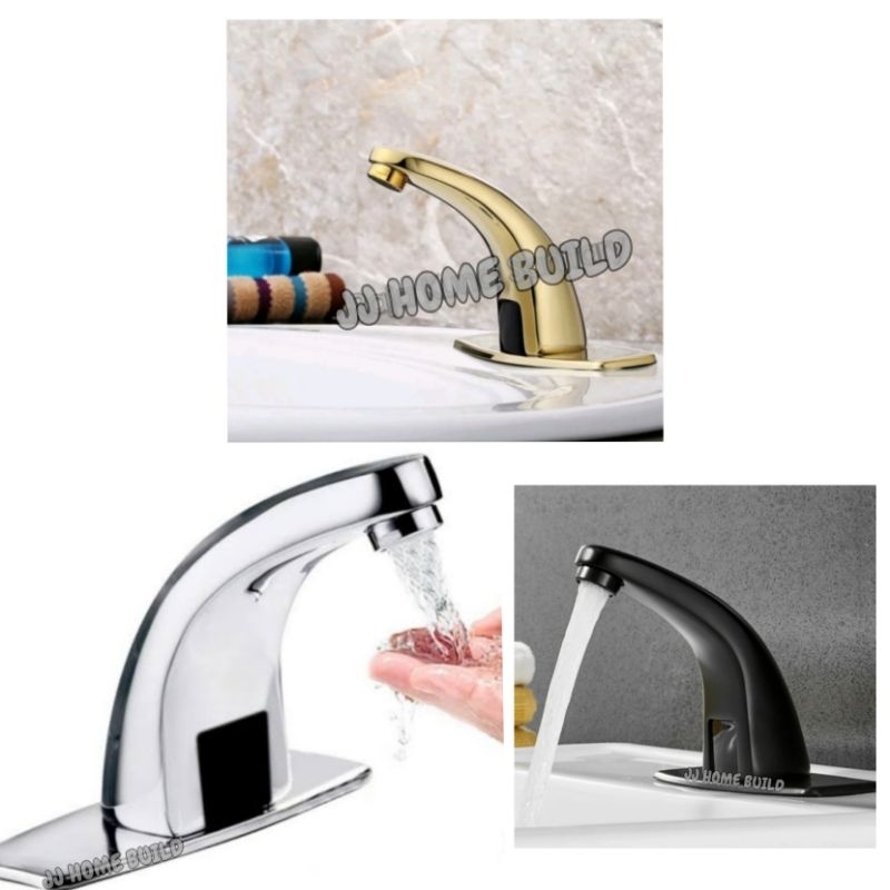 Jual Kran Sensor / Kran Wastafel Otomatis Hitam Chrome Gold | Shopee ...