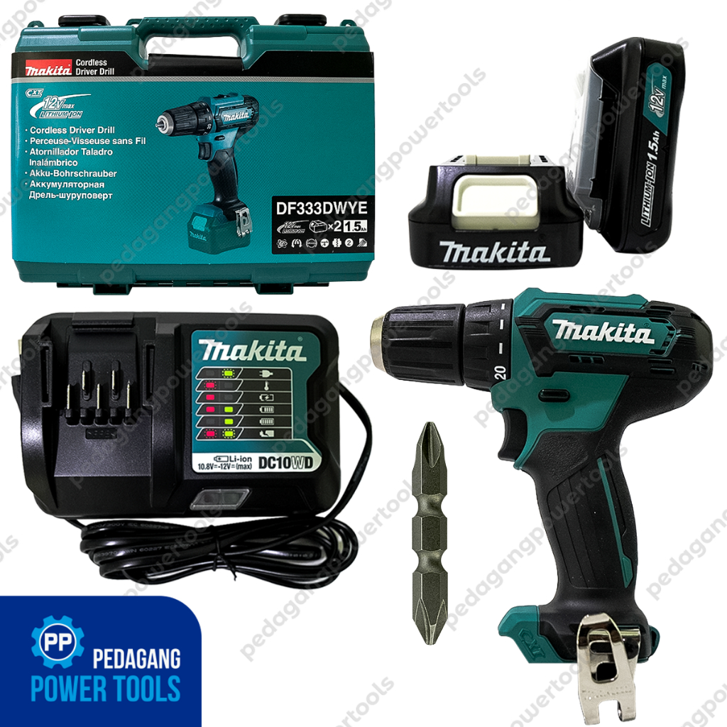 Jual MAKITA DF333DWYE MESIN BOR CORDLESS DRILL 12V BOR CHARGER 2 ...