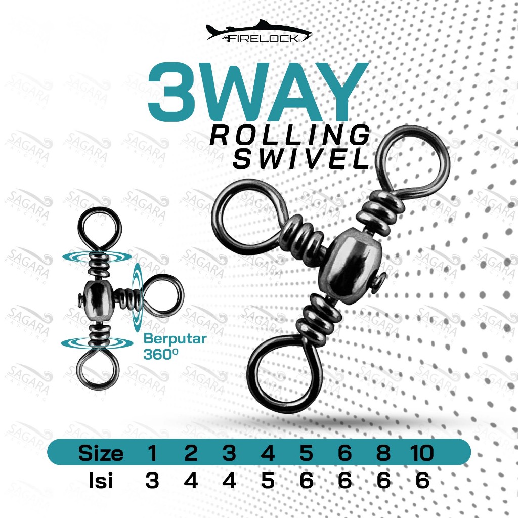 Jual Rolling Swivel 3 Cabang Three Way Rolling Swivel Firelock | Shopee Indonesia