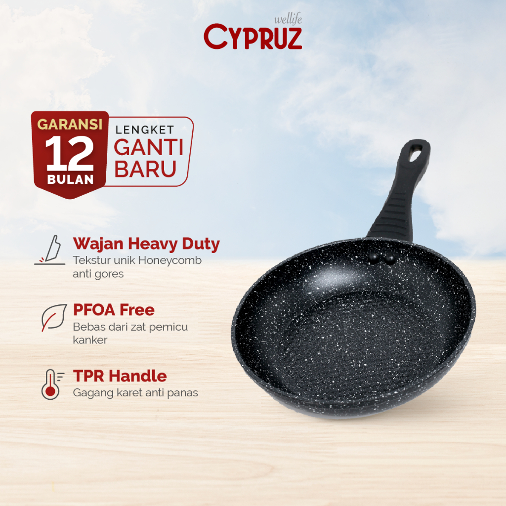 Jual Cypruz Wajan Penggorengan Anti Lengket Fry Pan Marble Induksi Honeycomb 20cm | Shopee Indonesia