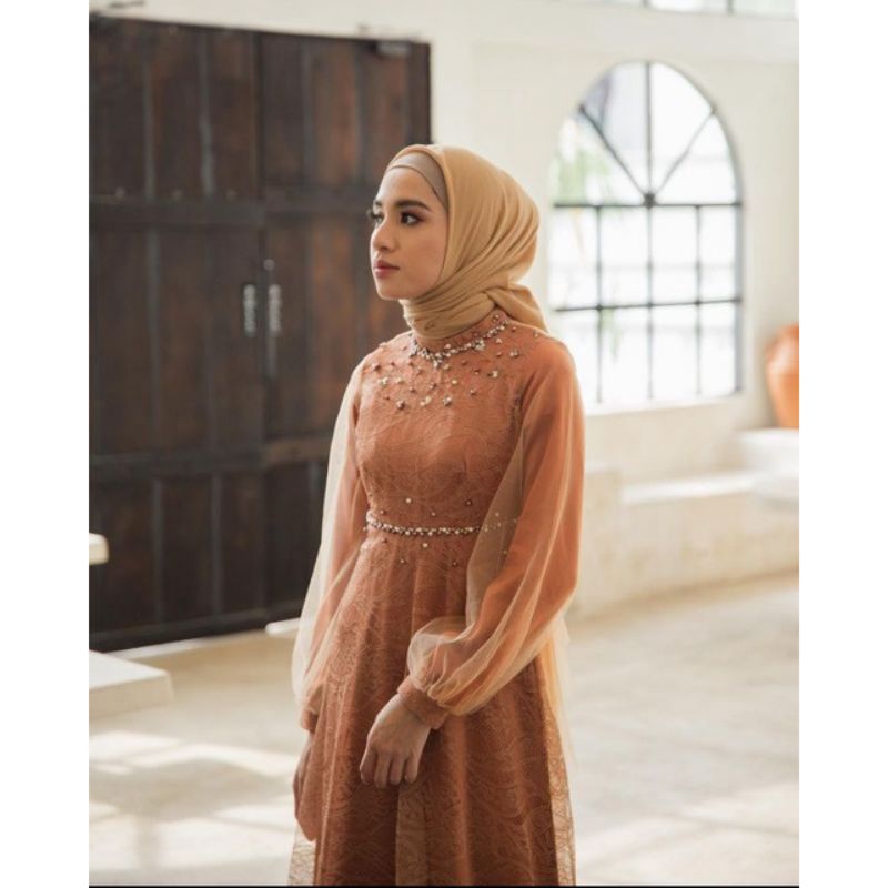Jual (ADA JUMBO) Model Baru Gamis Brukat Nadine Gaun Maxi Dress Brukat ...