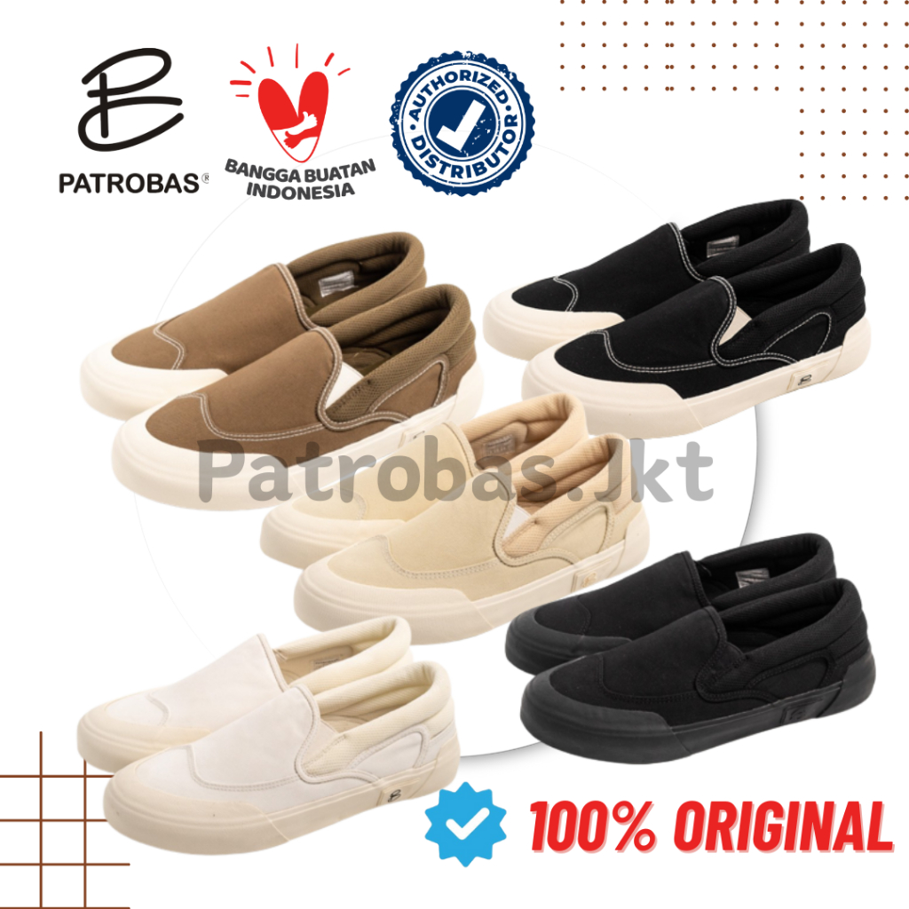 Jual Sepatu Patrobas Cloud Slip On Low Black White All Black Olive ...