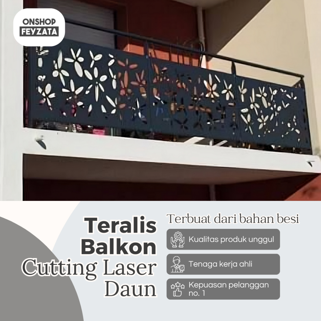Jual Railing Teralis Balkon Cutting Laser Motif Bunga Minimalis ...