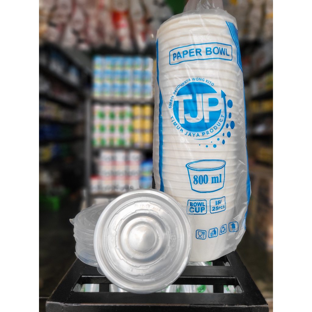 Jual Paper Rice Bowl TJP isi 25 plus tutup Ukuran 360 ml/ 650 ml/ 800 ...