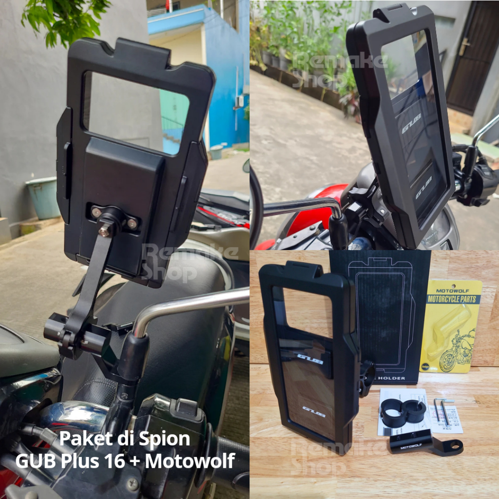 Jual GUB Plus 16 Original Alumunium Alloy Holder HP Motor Waterproof Full Besi Anti Tahan Air ...