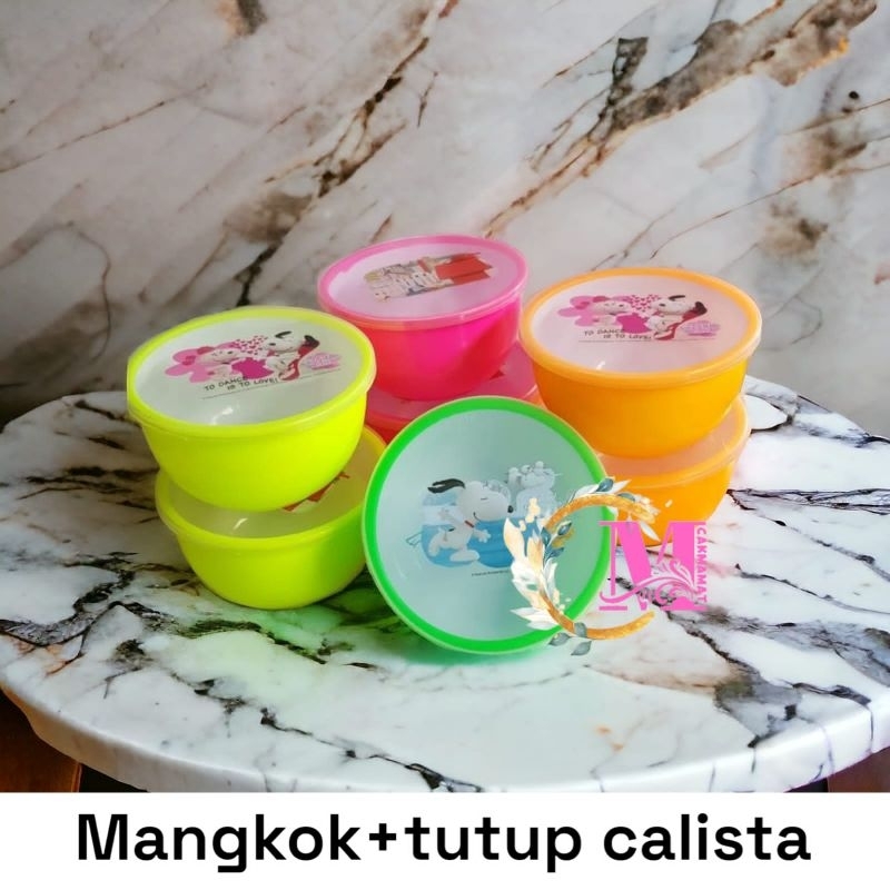 Jual Mangkok Calista plus tutup mangkok plastik bulat karakter | Shopee ...