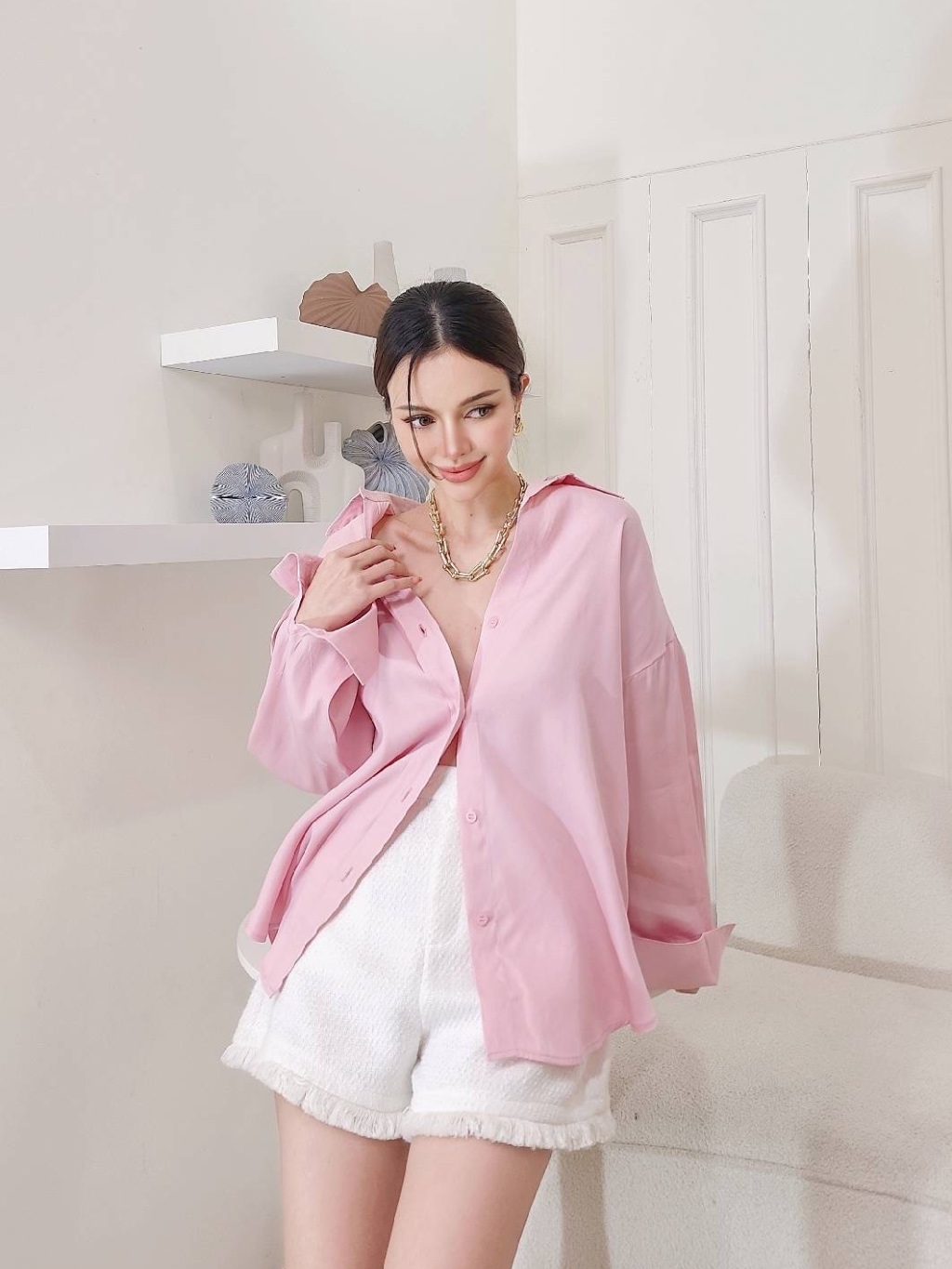 Jual Ailena Shirt (Korean Basic Cotton Shirt Cotton Candy Import ...