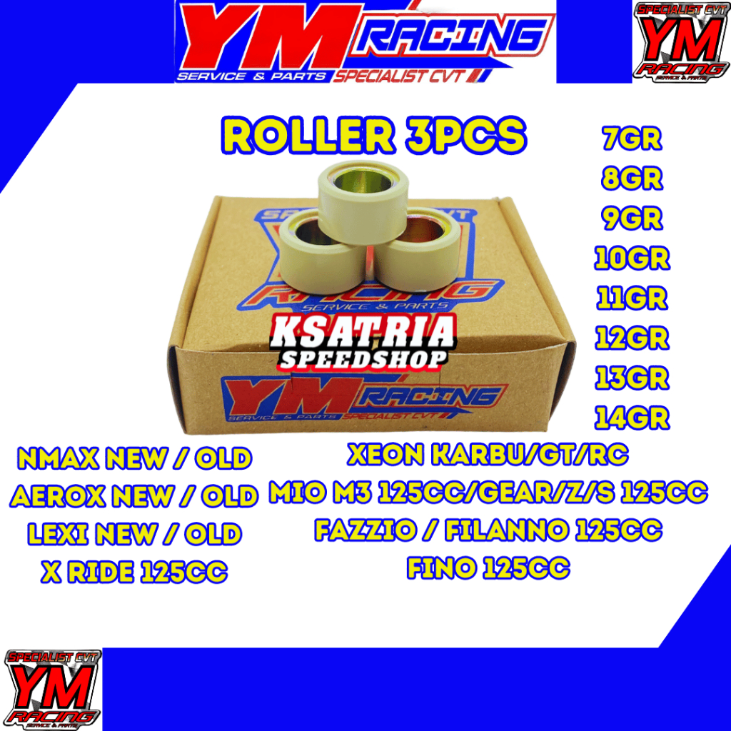 Jual ROLLER 3PCS/BUTIR YM RACING (Nmax/Aerox/Mio M3 125cc/Xeon/Lexi ...