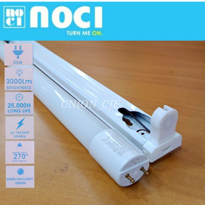 Jual Lampu TL LED 30 watt + Kap Set Putih 6500K 120cm NOCI + Packing ...