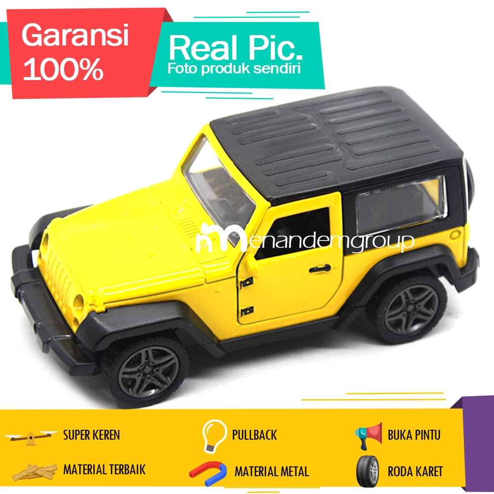 Jual Diecast Miniatur Mainan Mobil Jeep Rubicon Buka Pintu Pullback ...