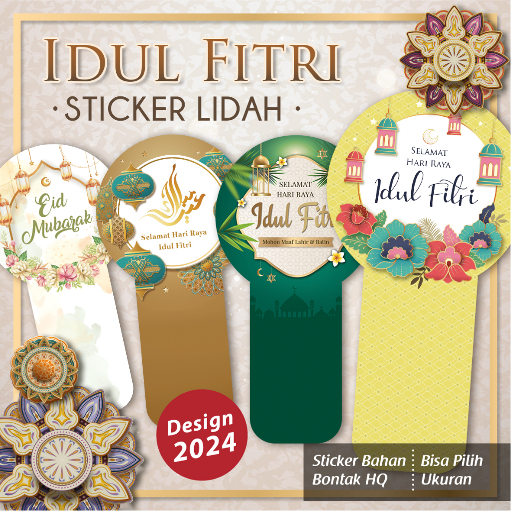 Jual [Isi 35-65] Sticker Lidah Idul Fitri/ Sticker Ribbon Lebaran ...