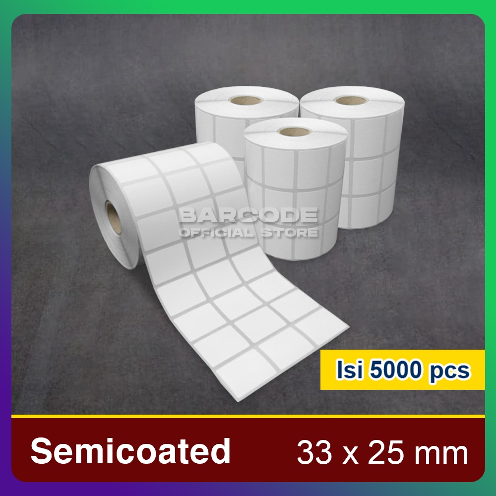 Jual Semicoated 33 X 25 mm Kertas Sticker Label Printer Barcode 3 Line ...