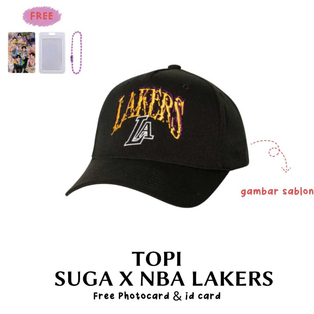 Jual TOPI SUGA X NBA LAKERS - FREE PHOTOCARD - ID CARD - PACKAGING WITH BOX | Shopee Indonesia