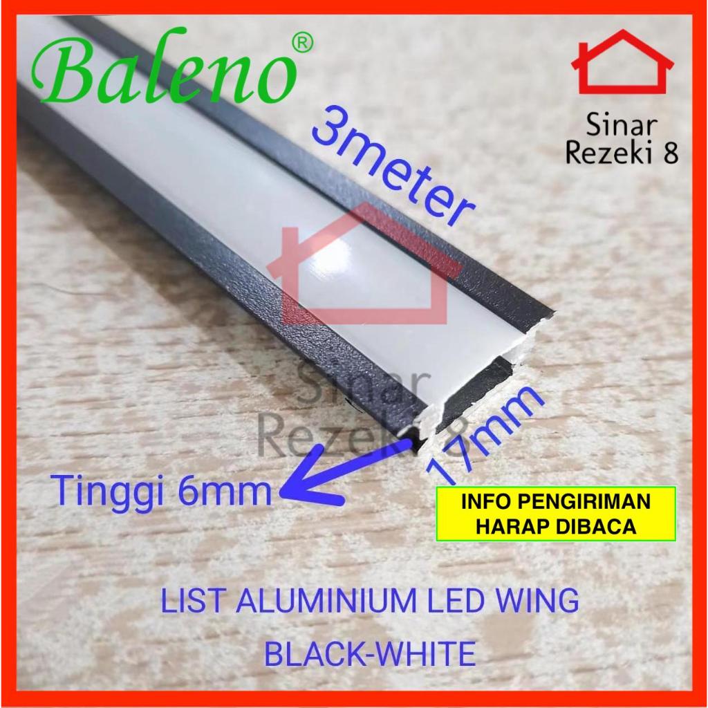 Jual List Lampu LED 3 meter WING HITAM / Rumah Strip Cover Aluminium ...