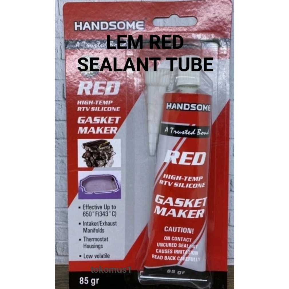 Jual LEM RED SEALANT TUBE / LEM HIGH TEMPERATURE RED SILICONE 35GR ...