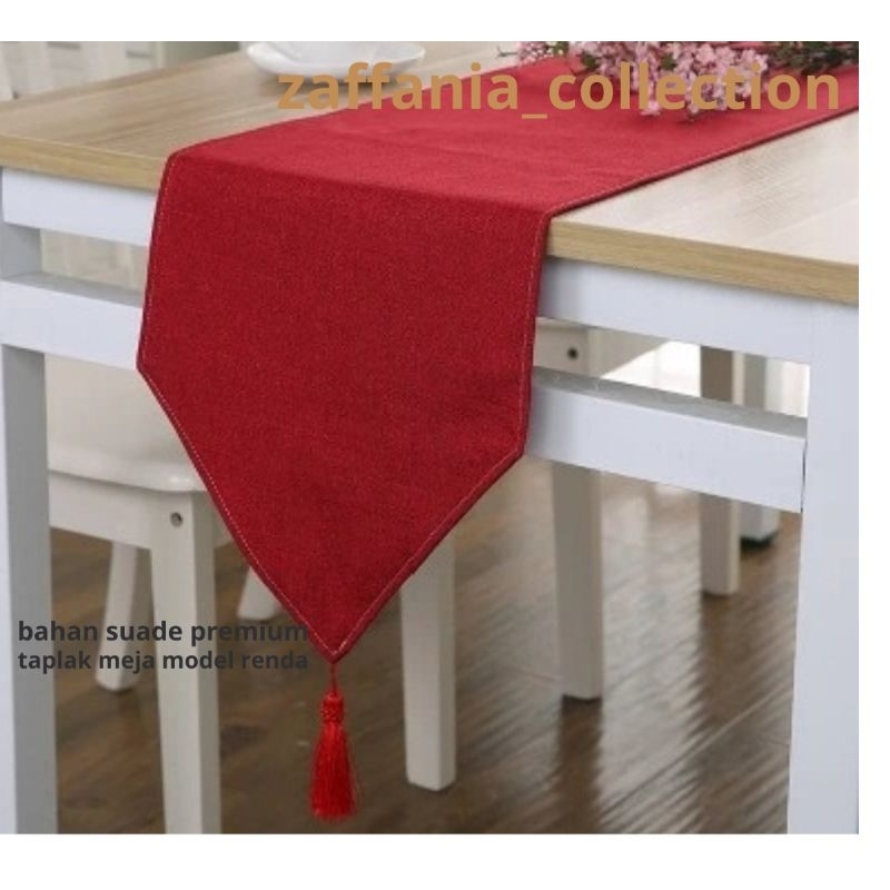 Jual taplak meja ruang tamu/table runner polos bahan suade premium ...
