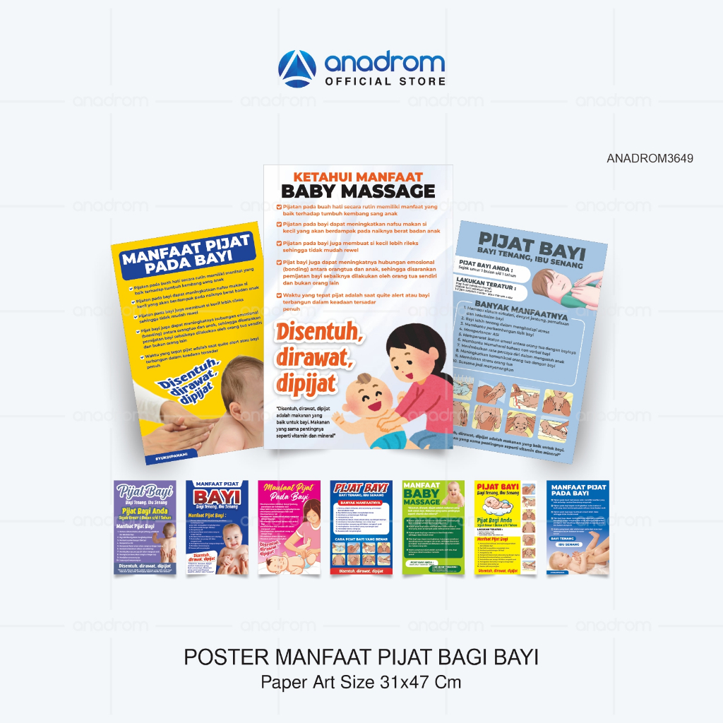 Jual Poster Manfaat Pijat Pada Bayi | Poster Manfaat Baby Massage ...