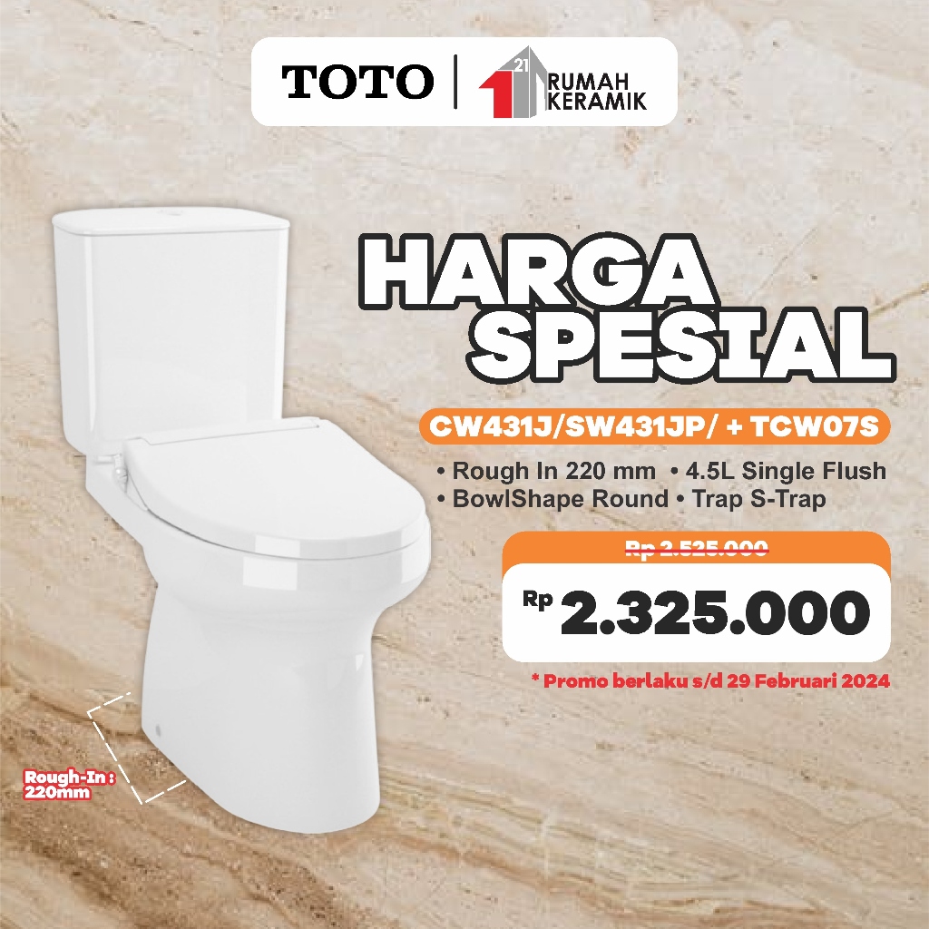 Jual TERMURAH TOTO PROMO KLOSET DUDUK CW431J /SW431+TCW07S | Shopee ...