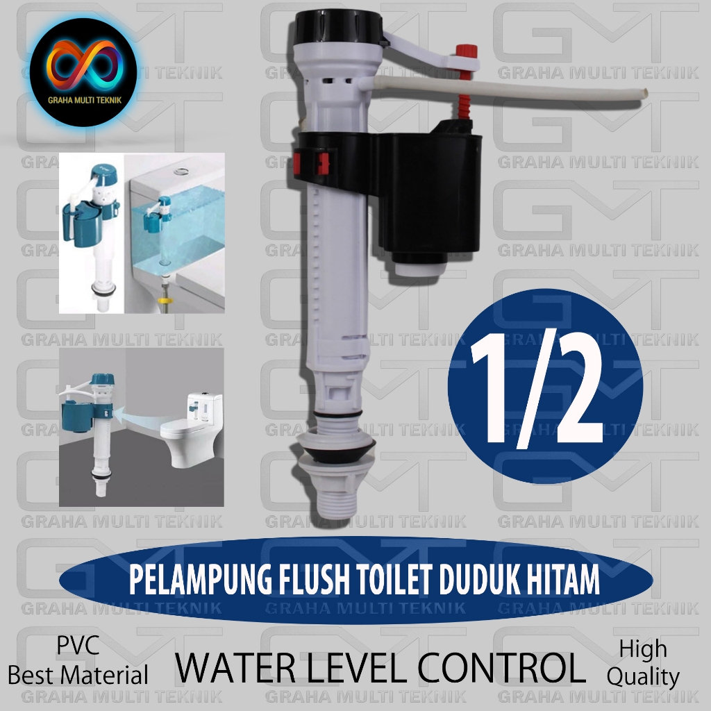 Jual Pelampung Flush Kloset Duduk Hitam Drat 1/2" / Flush Toilet Duduk ...