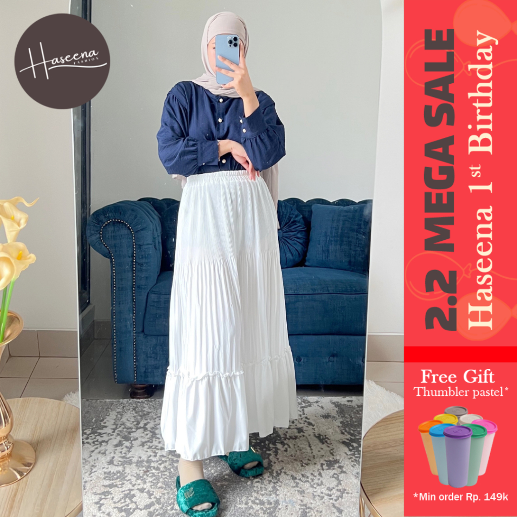 Jual Haseena Rok Plisket Susun Maiza Bahan Premium | Rok Skirt | Rok ...