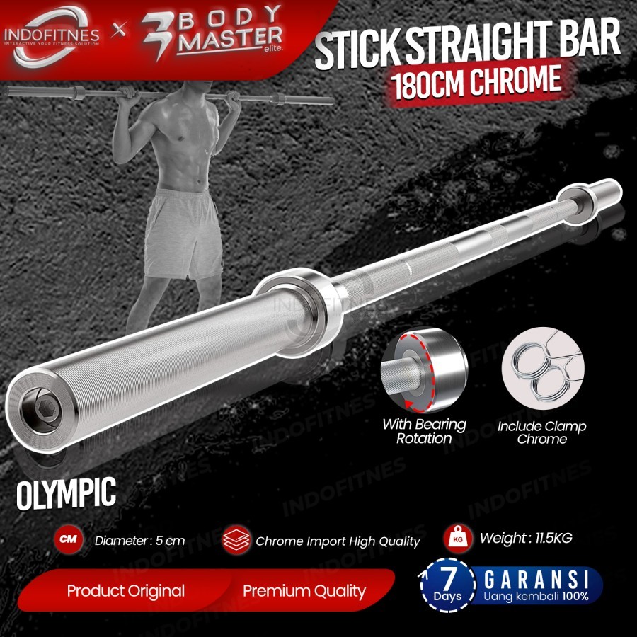 Jual BODYMASTER Stick Olympia 180cm Dumbell Olympic Bar Barbel Gym ...