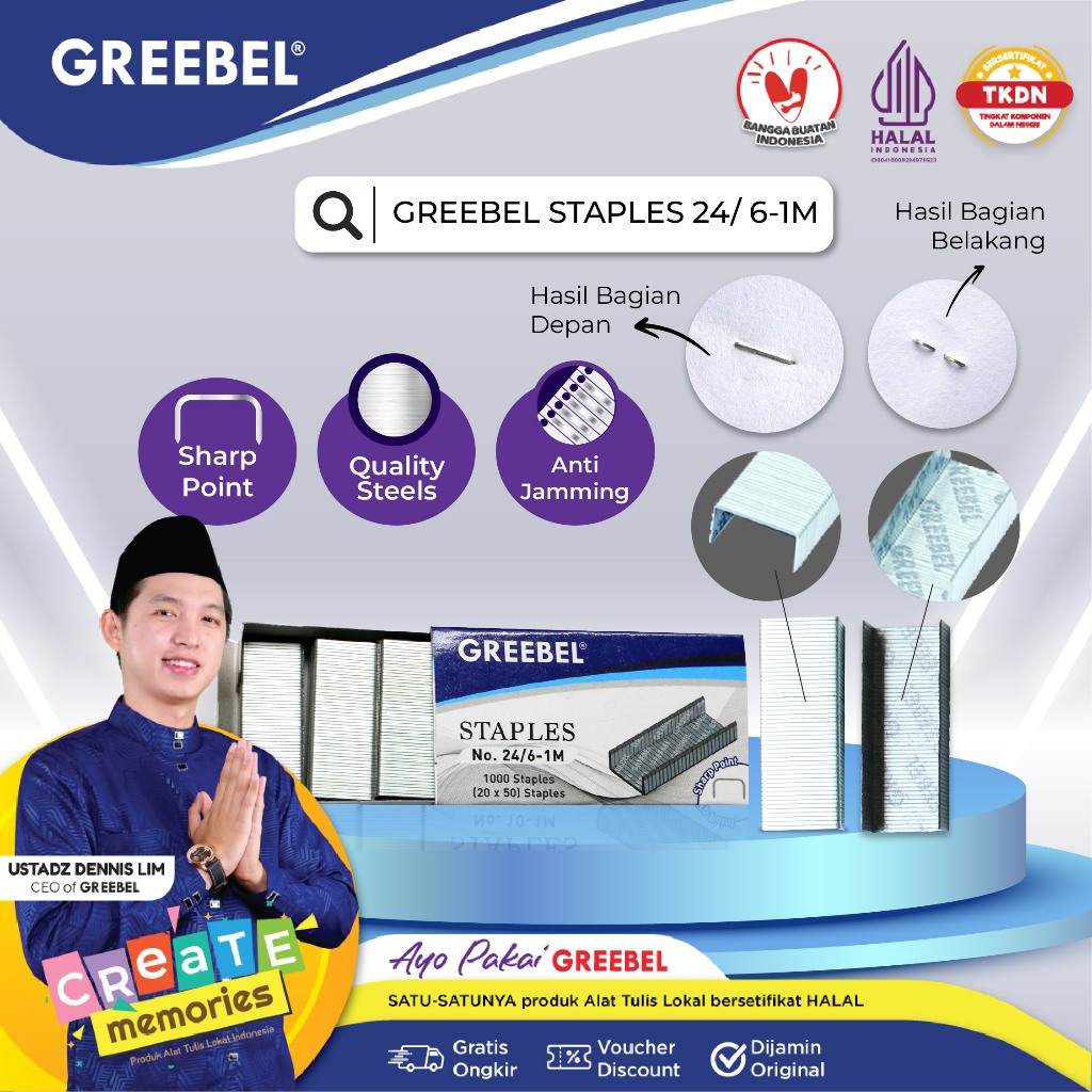 Jual GREEBEL ISI STAPLES 24/6-1M /Isi Stapler/Isi Jepretan/Isi Necis ...