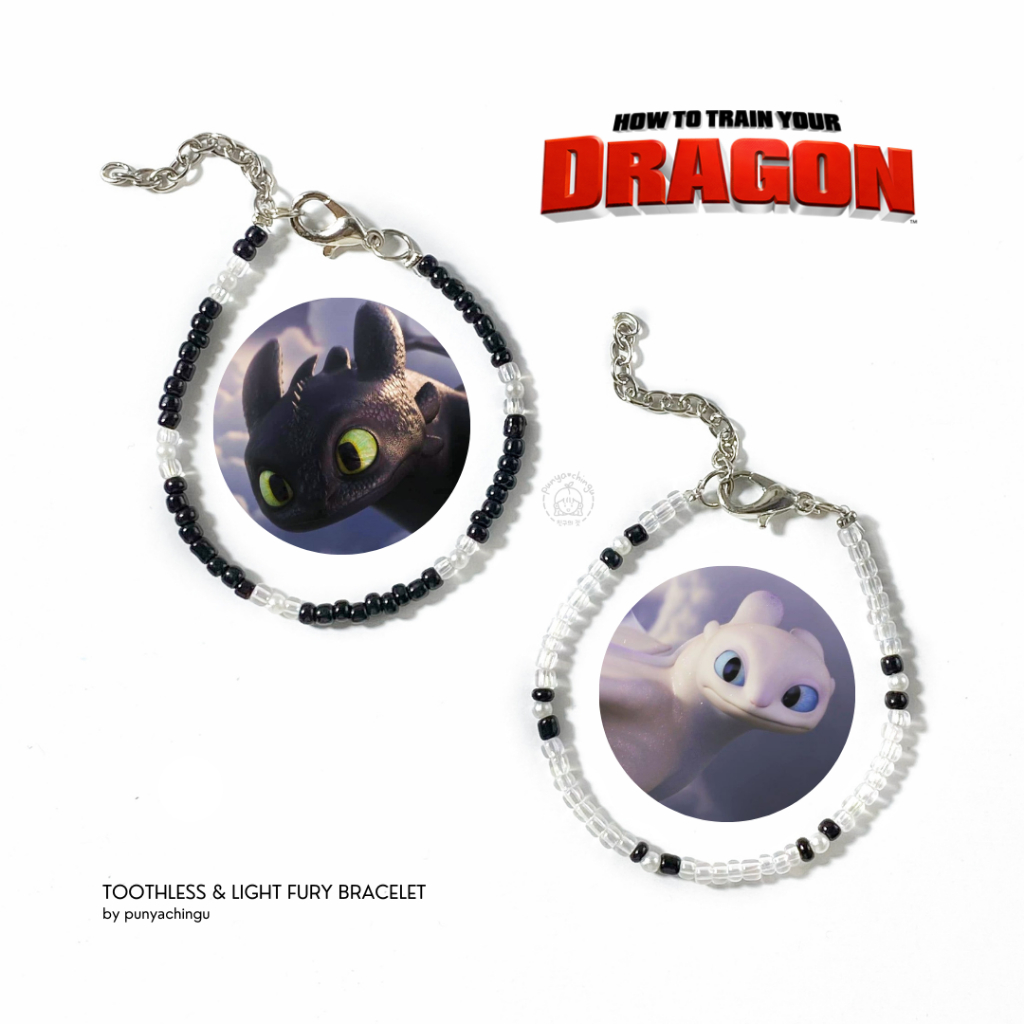 Jual Toothless and Light Fury Dragon Bracelet | Beads Bracelet | Gelang ...
