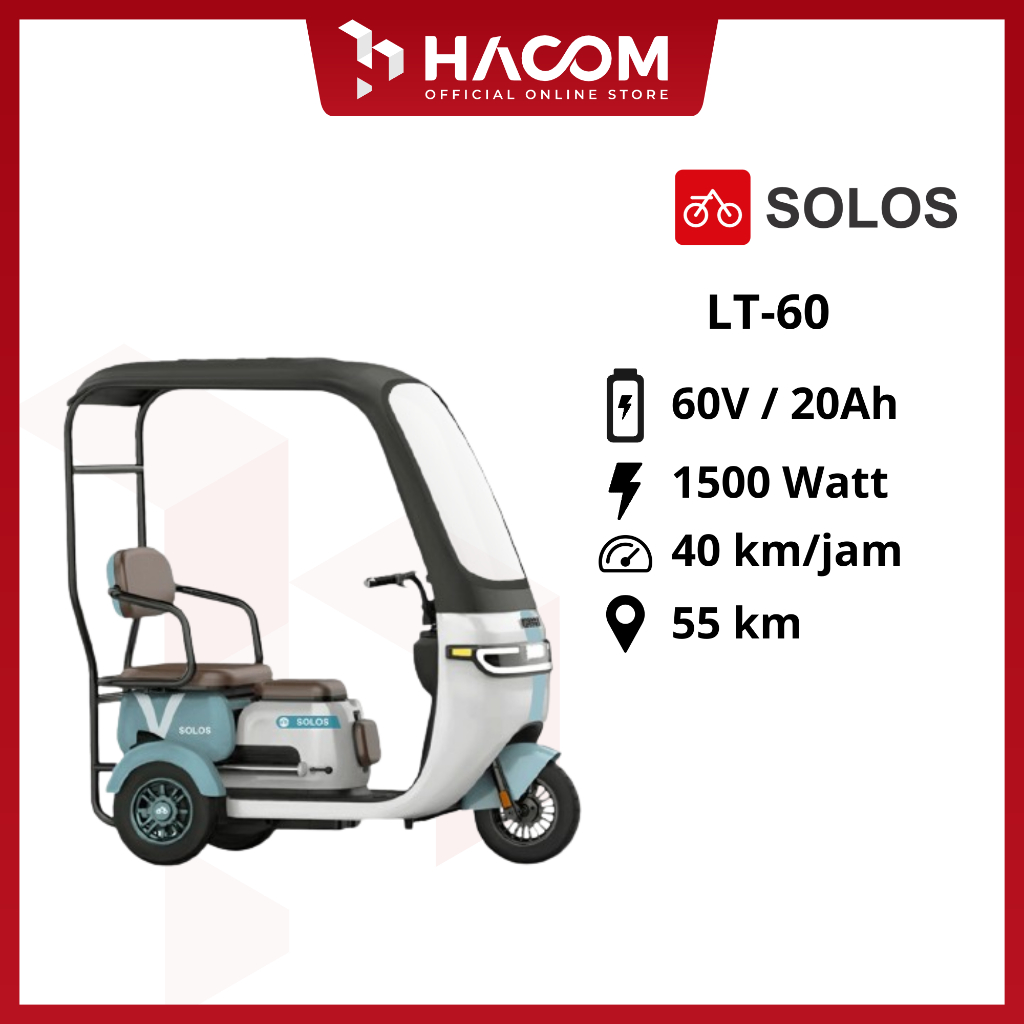 Jual Sepeda Listrik Roda Tiga Solos LT-60 Dengan Tutupan Atas Anti ...