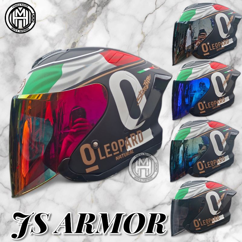 Jual HELM JS ARMOR MOTIF LEOPARD BLACK DOF|HALF FACE | Shopee Indonesia