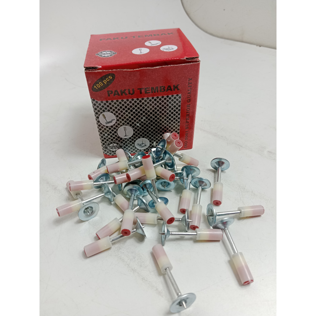 Jual Paku Beton Stampset 7,3mm 1 box isi 100pcs Paku Washer MINI Paku ...