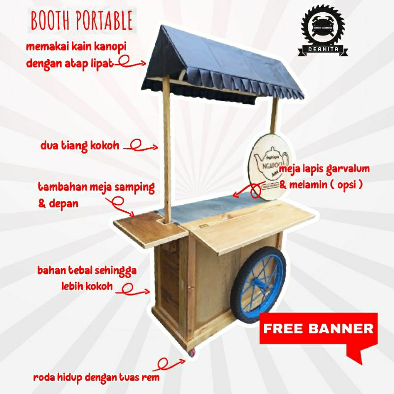 Jual Gerobak portable atap kanopi anti air / BOOTH LIPAT UNTUK JUALAN ...