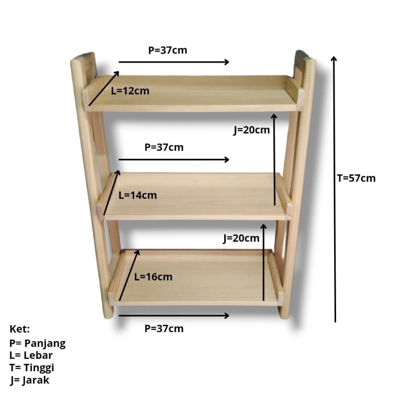 Jual RAK KAYU 3 SUSUN SERBAGUNA/RAK KAYU AESTETIC/RAK BUMBU DAPUR PULL ...