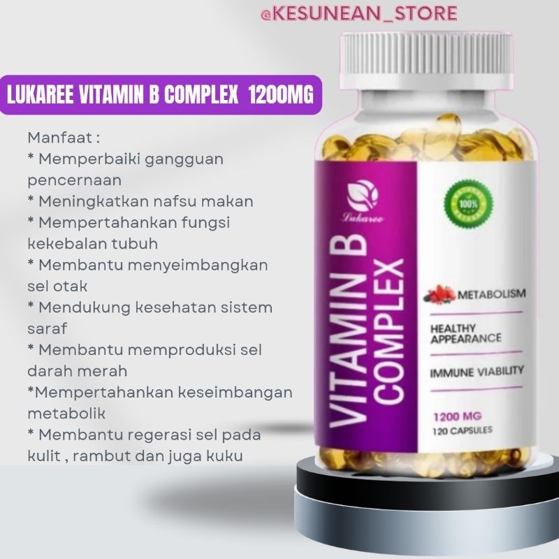 Jual LUKAREE VITAMIN B COMPLEX 1200MG ORIGINAL ISI 120 KAPSUL | Shopee ...