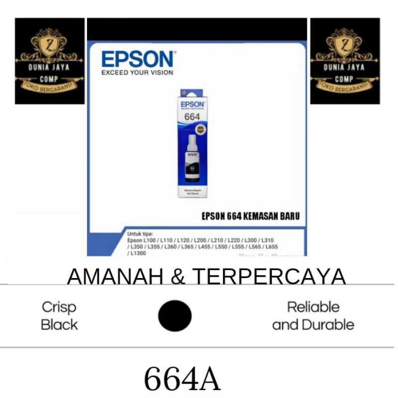Jual Tinta Epson 664 original embos atas bawah varian warna (bk,m,c,y) | Shopee Indonesia
