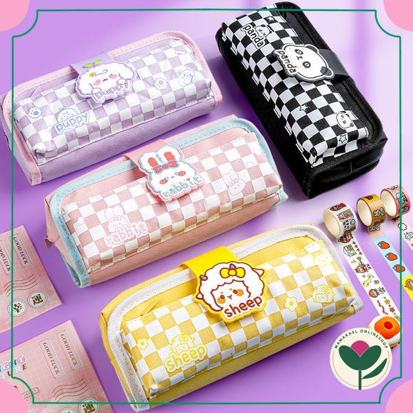 Jual Kotak pensil jumbo checkered ukuran besar bisa muat banyak motif ...