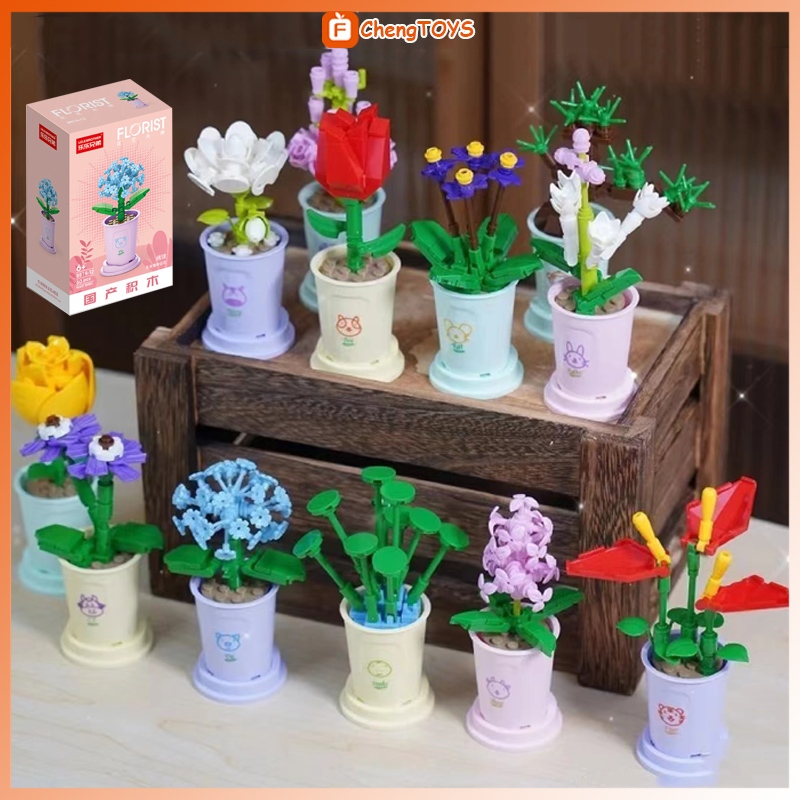 Jual FChengTOYS Mini Bunga Zodiak Cina DIY Mainan Bricks Balok 3D ...