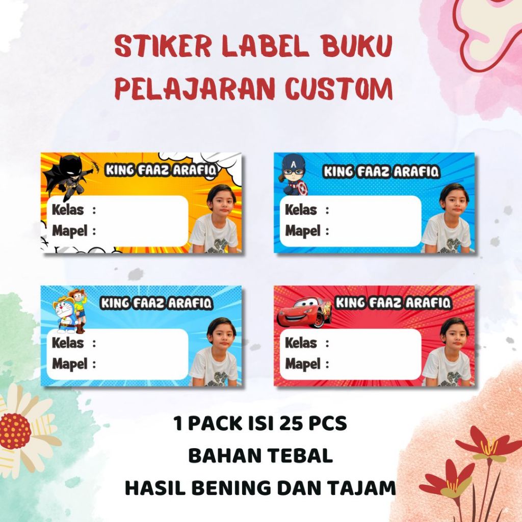 Jual (25pcs) Stiker Mata Pelajaran Stiker Mapel Custom Nama dan Foto ...