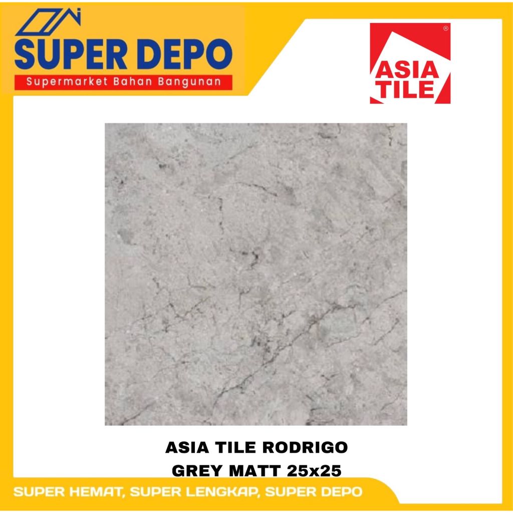 Jual KERAMIK LANTAI ASIA TILE RODRIGO GREY MATT 25 X 25 | Shopee Indonesia