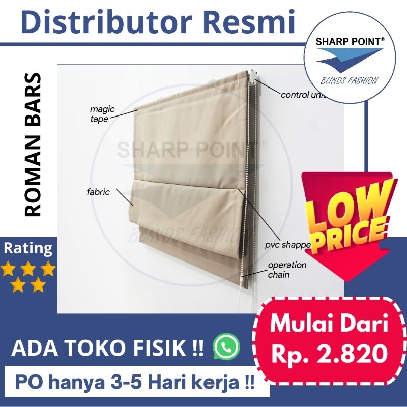 Jual Roman Bars / Roman Shade, Tirai Gulung, Tirai Minimalis, Tirai ...