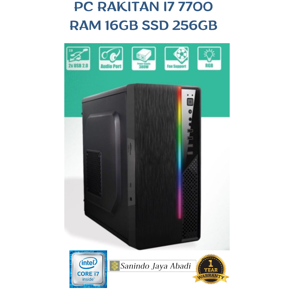 Jual PC RAKITAN INTEL CORE I7 7700 RAM 16GB SSD 256GB MOBO H110 NEW GARANSI 1 TAHUN | Shopee ...