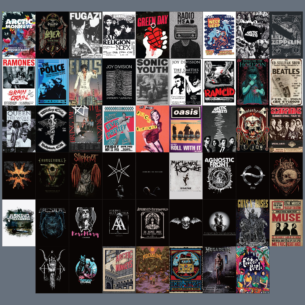 Jual STIKER POSTER BAND ISI 117pcs | DELUSIONWALL | STIKER DINDING BAND ...
