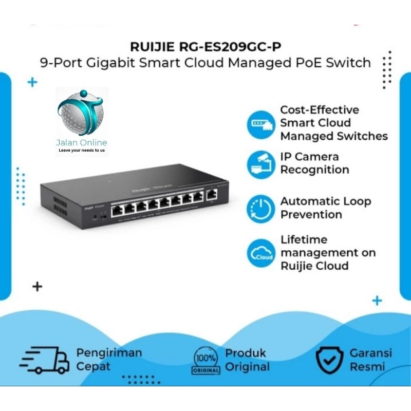 Jual Ruijie RG-ES209GC-P Cloud Managed 9 Port Gigabit POE + Switch 120W ...