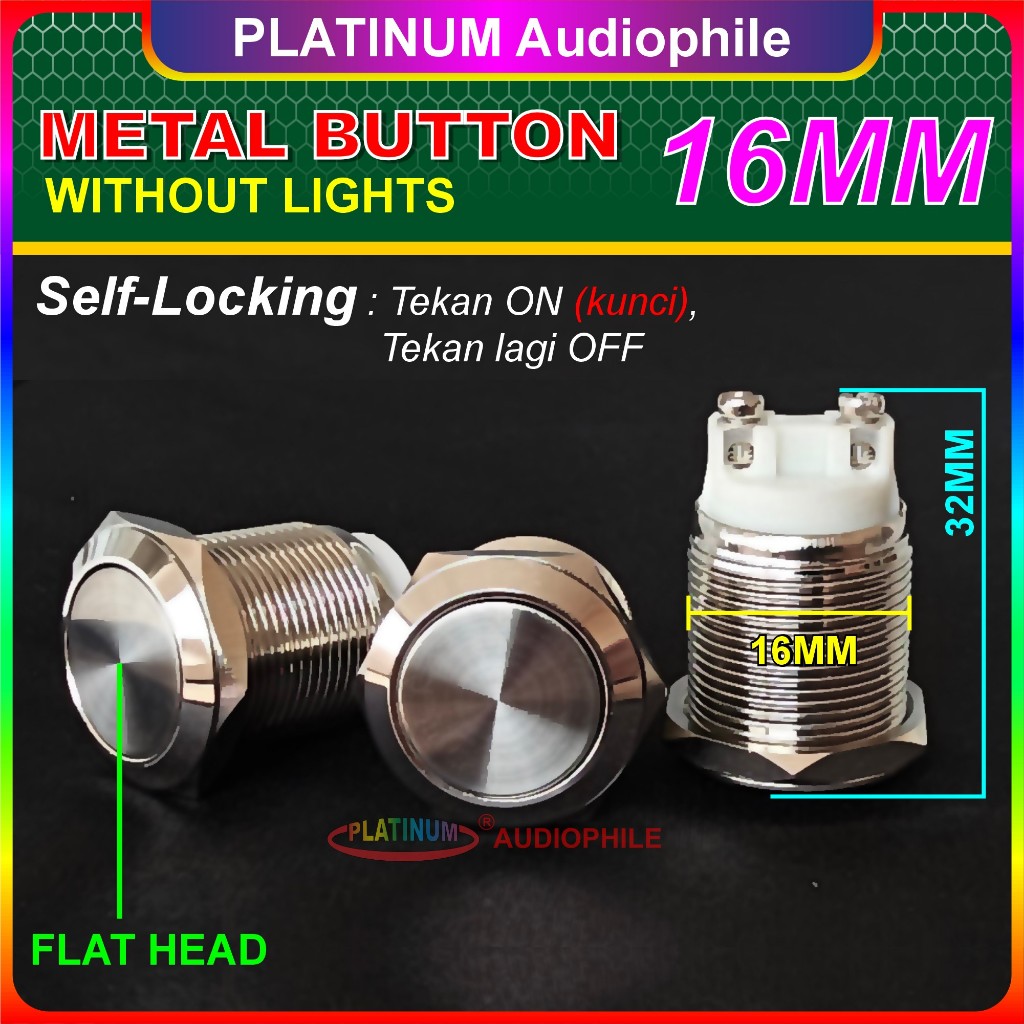 Jual Metal Push Button Switch Saklar On Off Stainless Tanpa Lampu 12MM ...