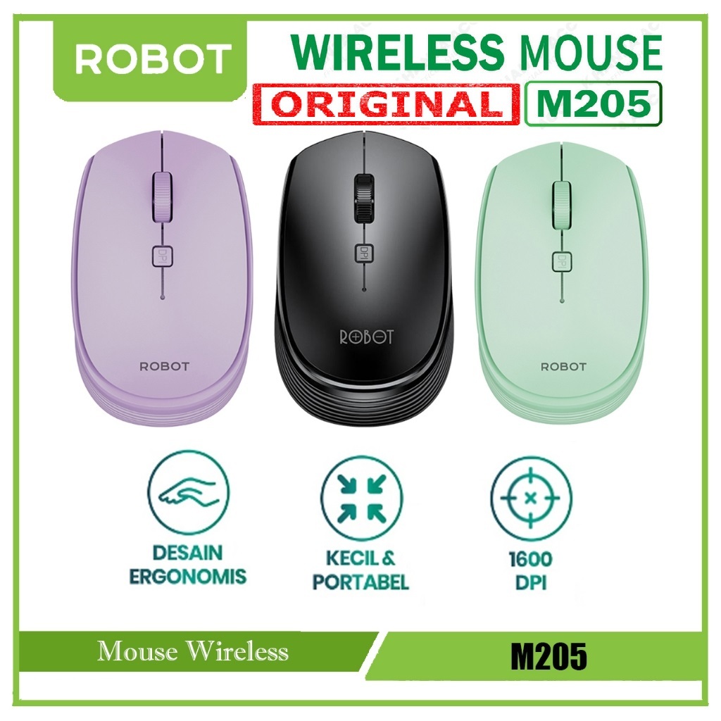 Jual ROBOT Mouse Wireless M205 2.4G 800 - 1600DPI Receiver USB Original | Shopee Indonesia
