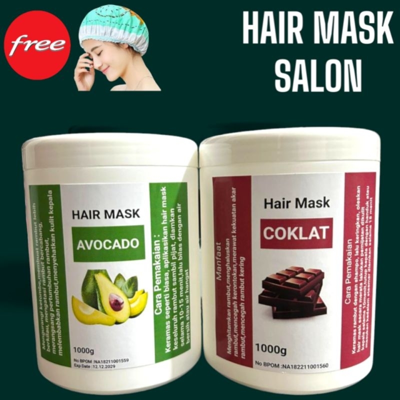 Jual MASKER RAMBUT SALON PREMIUM SALON 1000g BPOM FREE SHOWER CAP ...