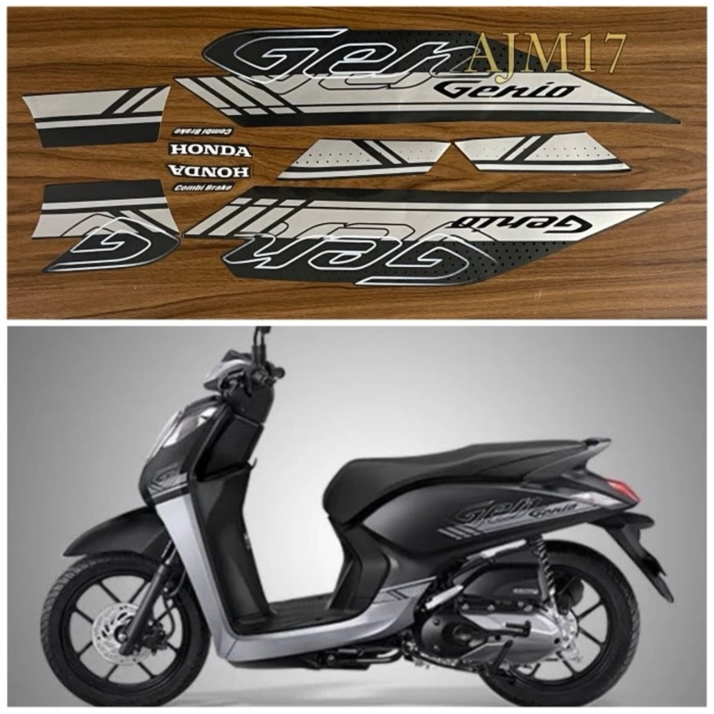 Jual STIKER STRIPING MOTOR GENIO 2021 HITAM SILVER | Shopee Indonesia